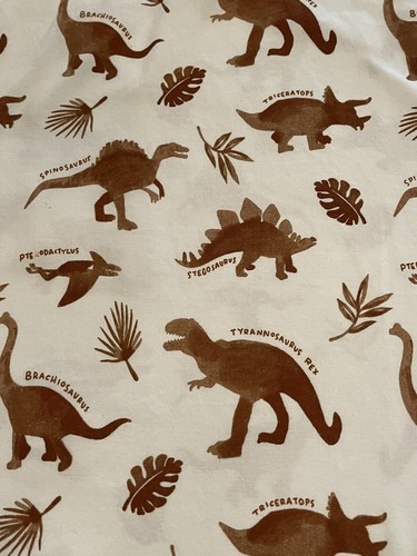 Dinosaur White Brown Pillow Fort Material Sew, Sheet, Crafts, Quilt ...
