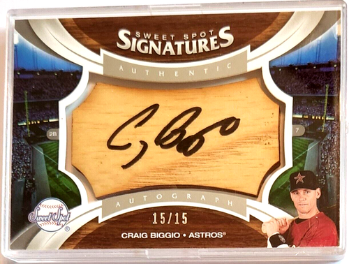 2006 UD Sweet Spot BAT BARREL BLACK INK AUTO Craig Biggio ASTROS #d 15/ ...