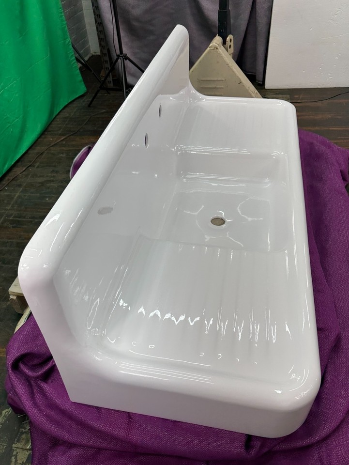 Kitchen Sink Wide Skirt Cast Iron Farm House Refinished victorian ...