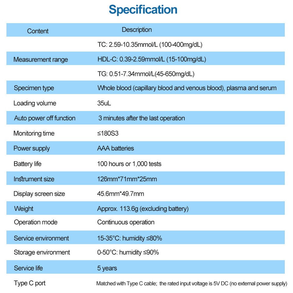5 in 1 Optics Blood Lipid Analyzer Total Cholesterol (TC) with 10pcs ...