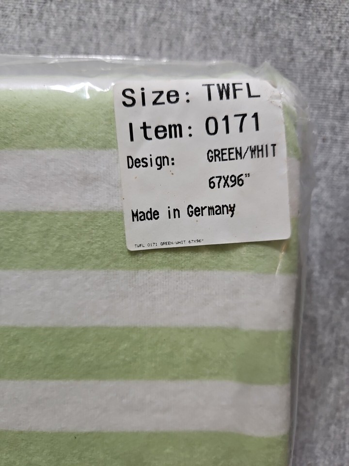 Garnet Hill Flannel Twin Size Flat Sheet Green White Striped | eBay