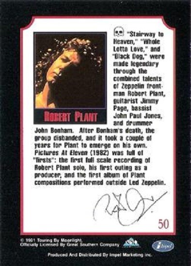 Led Zeppelin-Trading Card-Robert Plant-#50-Official Licensed-Authentic ...