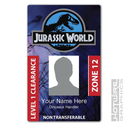 PERSONALISED Printed Novelty ID- Jurassic World Dinosuar Handler Pass ...