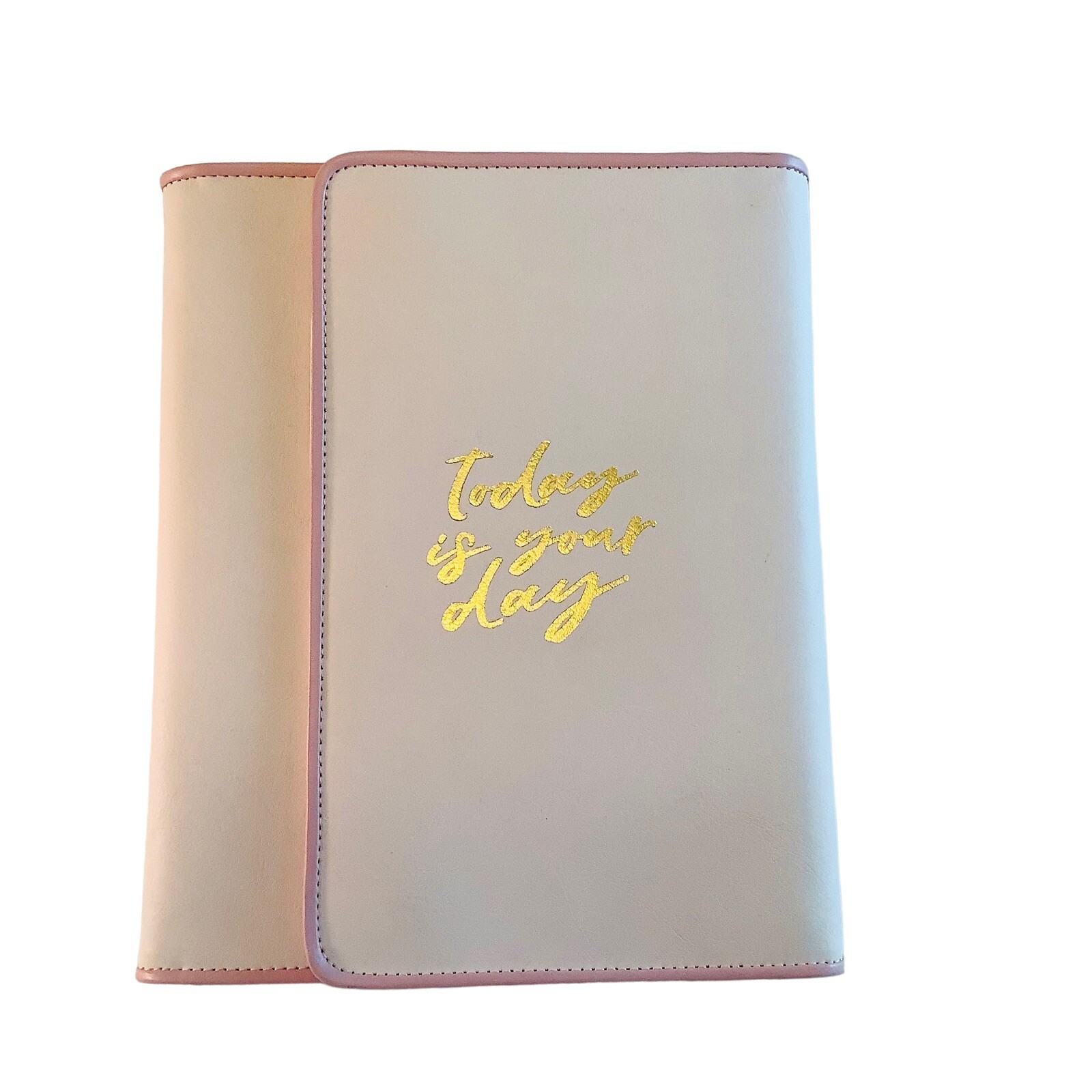 Kikki.K Leather Compendium Pink Trifold Notepad Padfolio "Today is Your ...
