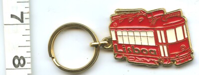 TRAM RAILWAY CAR LISBOA KEYCHAIN SOUVENIR TRAIN TRAVEL VINTAGE RAILROAD ...