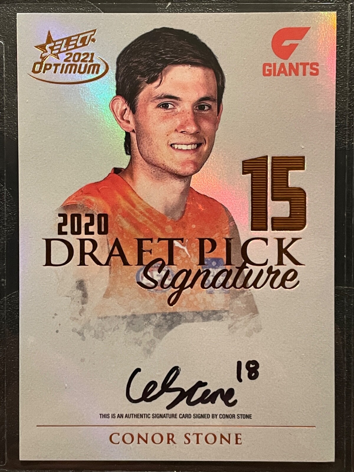 2021 Select Optimum Draft Pick Signature Copper DPSC15 Conor Stone #036 ...