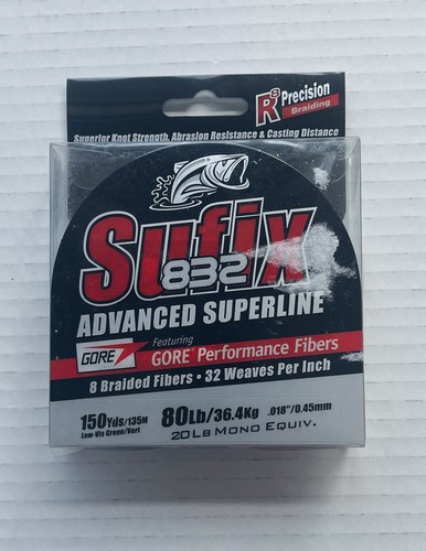 Suffix 832 Braid 80 lb Low-Vis Green 150 yards 24777662582| eBay