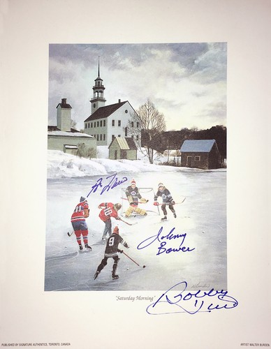 Signed Johnny Bower, Guy Lafleur, Bobby Hull, Litho - Montreal, Chicago ...