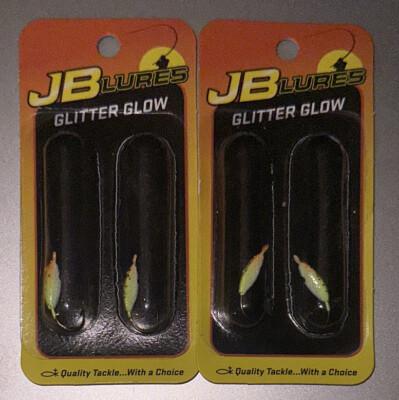 2 Packs JB Lures Flitter Glow Ice Fishing Jigs #6 Glow Chartreuse ...