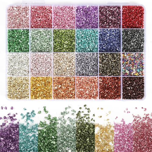 24 Colors Crushed Glass for Crafts, Crushed Glass Glitter for Resin Art ...