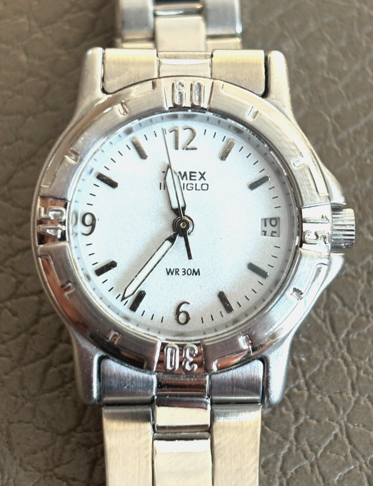 Timex Indiglo Ladies diver style analog watch 29mm case stainless steel ...