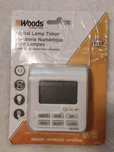 Woods Digital Lamp Timer for Indoor Use Self Recharging Battery Item # 50008™ 78693500084| eBay