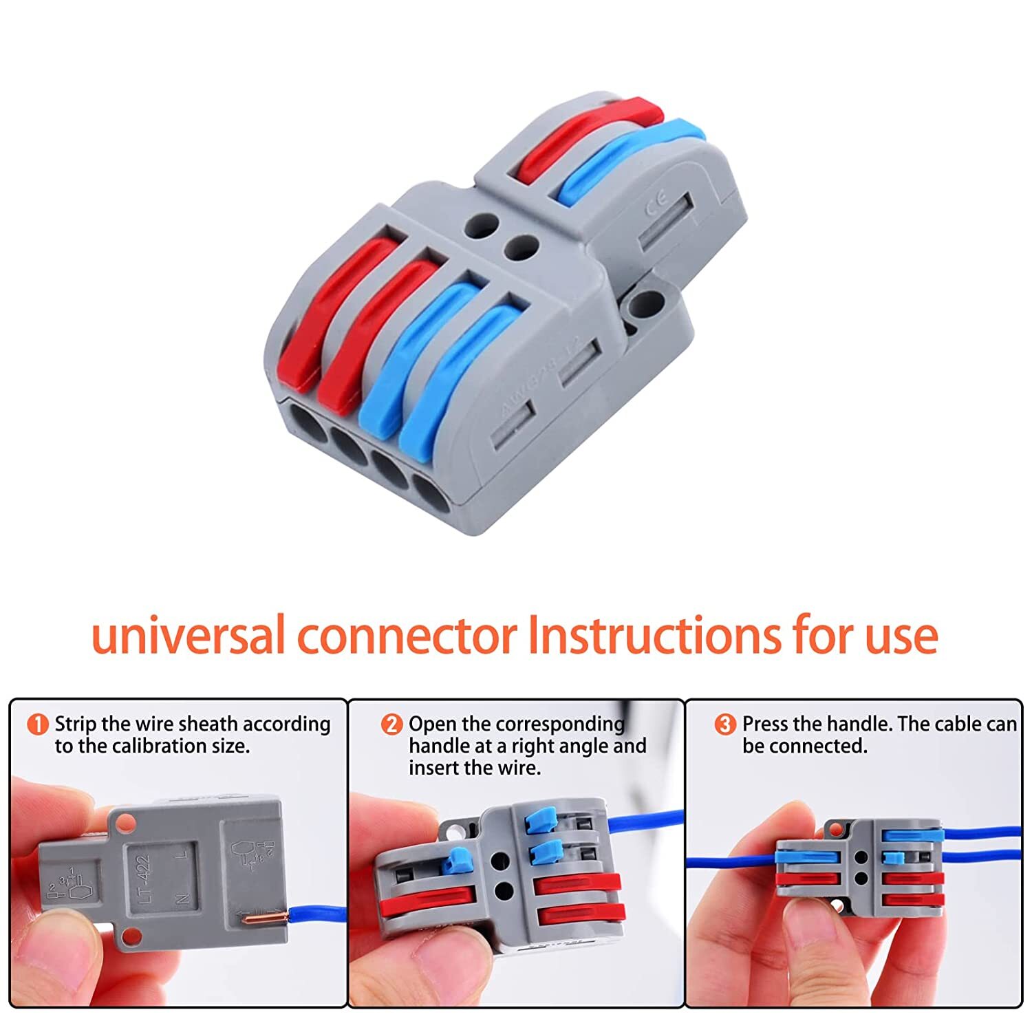Universal Wire Connector Conductor Push-in Quick Splice Terminal Block ...
