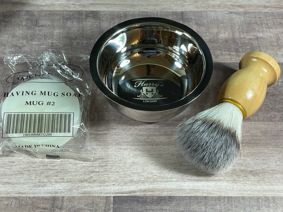 Stainless Steel Shaving Mug Bowl Men's Shave Soap Cup with Brush Set | eBay