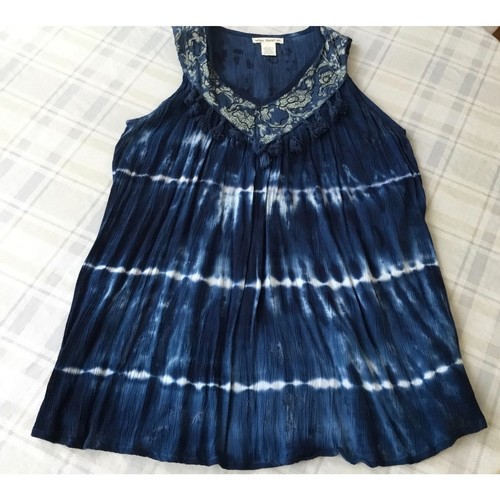 Indigo Thread sleeveless tie-dye top Sz L | eBay