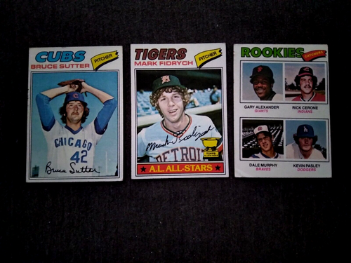 1977 Topps Dale Murphy Mark Fidrych Bruce Sutter Rookie Baseball Lot 3 ...