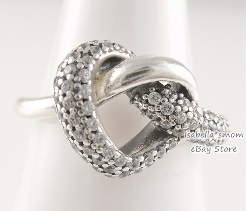KNOTTED HEART Authentic PANDORA Silver LOVE Ring 198086CZ 6 (52) NEW w ...