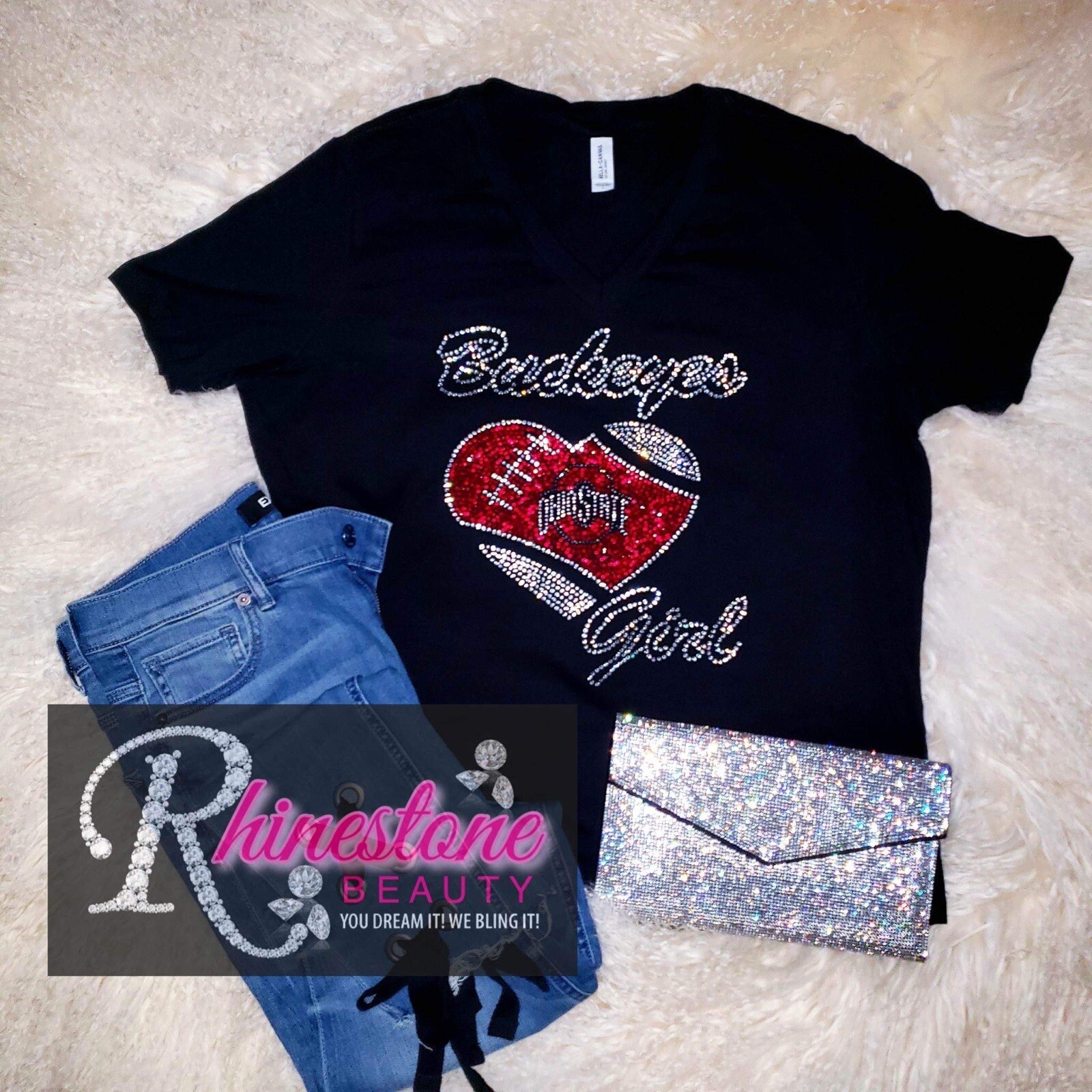 Rhinestone Ohio State Buckeyes Girl Heart Unisex Tshirt Size 2x | eBay