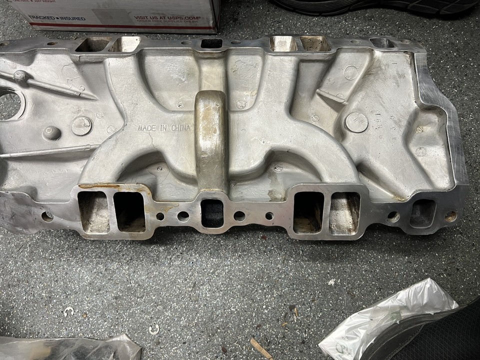 Polished SB Chevy Aluminum Intake Manifold Square Bore SBC 55-86 283 ...