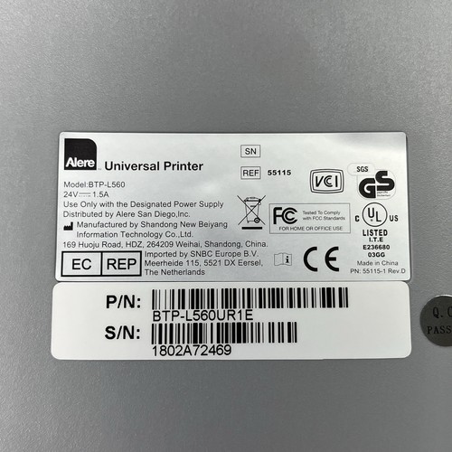 Alere BTP-L560 Universal Thermal Printer USB & Serial w/ Power Supply ...