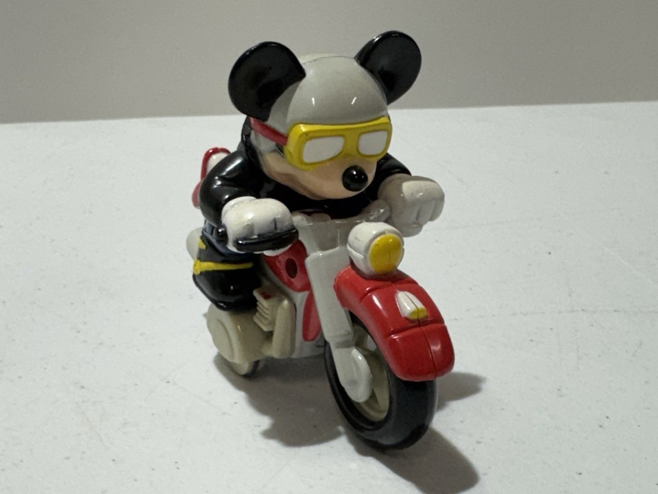 VINTAGE DISNEY MICKEY MOUSE MOTORCYCLE PULLBACK TOY 3.5" | eBay