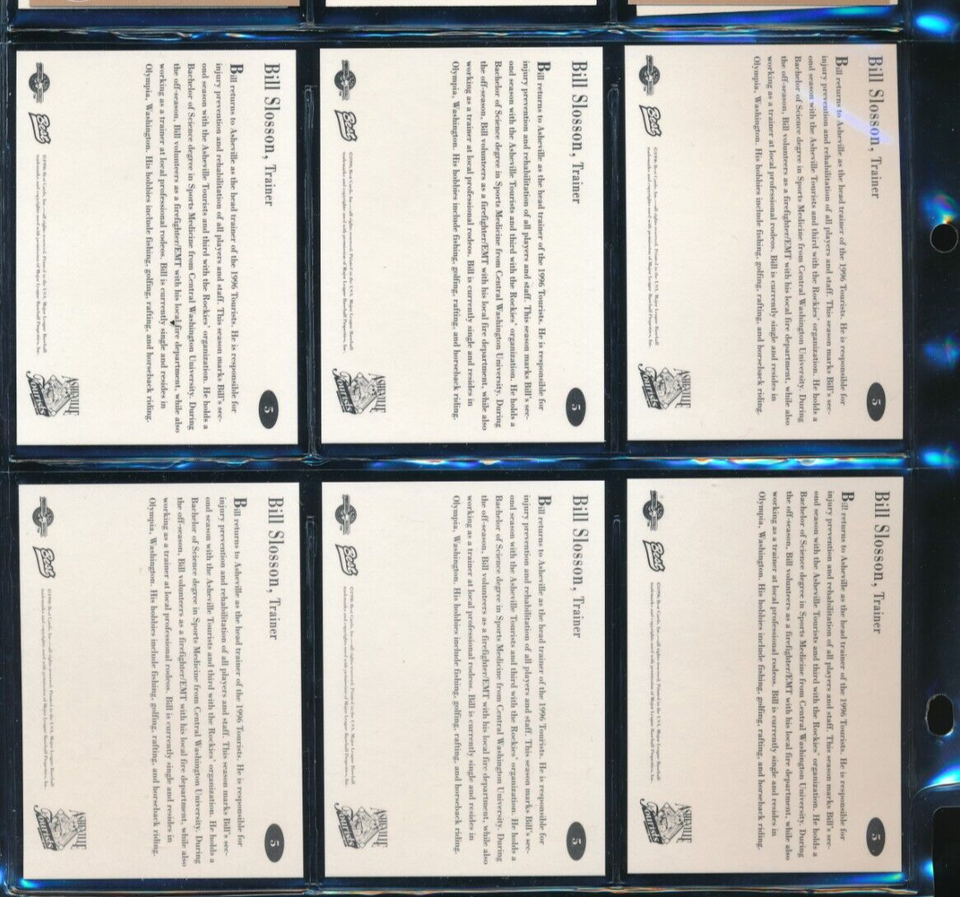 Lot (6) 1996 Best #5 Bill Slosson Asheville Tourists (DI63) SWSW6 | eBay