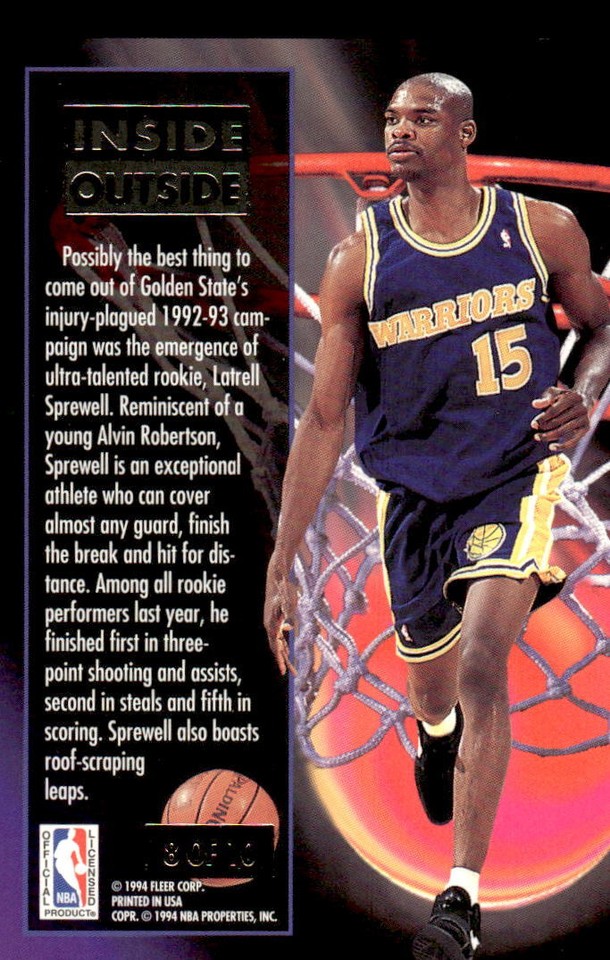 1993-94 Ultra #8 Latrell Sprewell Inside Outside | eBay
