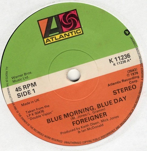 Blue Morning, Blue Day 7" (UK 1978) : Foreigner | eBay