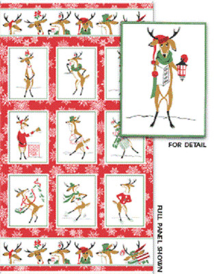 Wheres Rudolph 100% Cotton Quilting Fabric Panel With 9 Individual ...