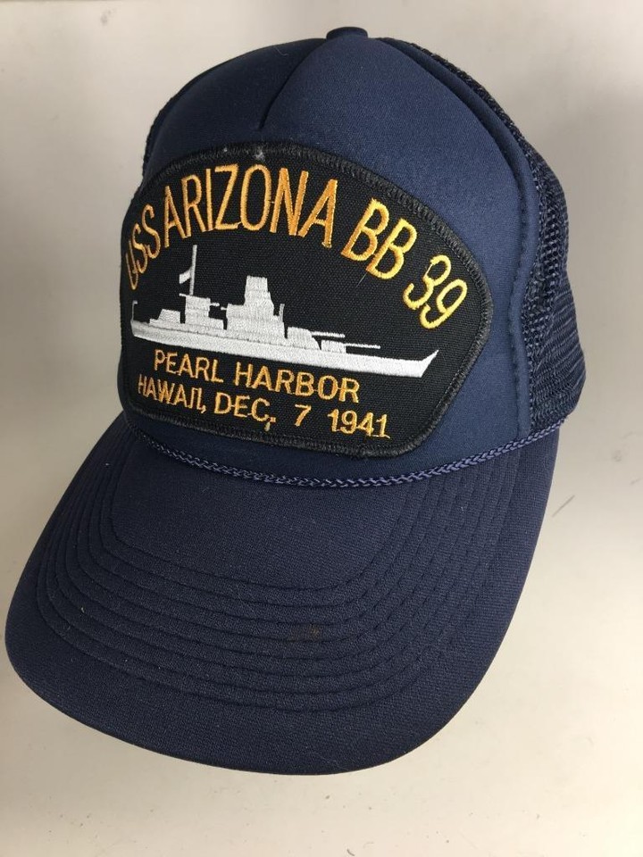 Baseball Trucker Snapback Vtg Dad Hat Cap USS Arizona BB39 Pearl Harbor ...