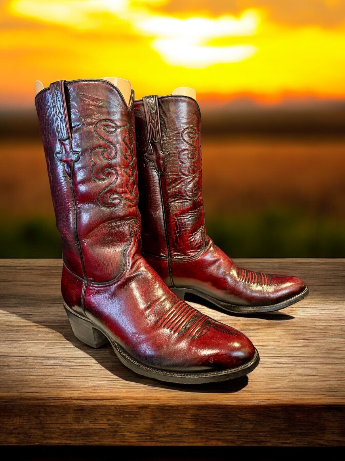 Lucchese Since 1883 Vintage Black Cherry Goat L6804 9-D Gorgeous! 22 ...