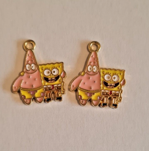 B4 - SPONGEBOB & PATRICK - 2pc Enamel Pendants Charms For Jewellery ...