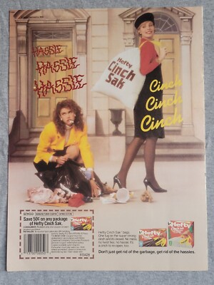 1990 Magazine Advertisement Page Hefty Cinch Sak Trash Bags Vintage ...