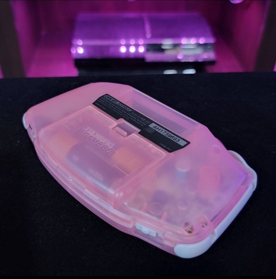 Clear Pink Game Boy Advance GBA Console with iPS V5 Backlit LCD ...
