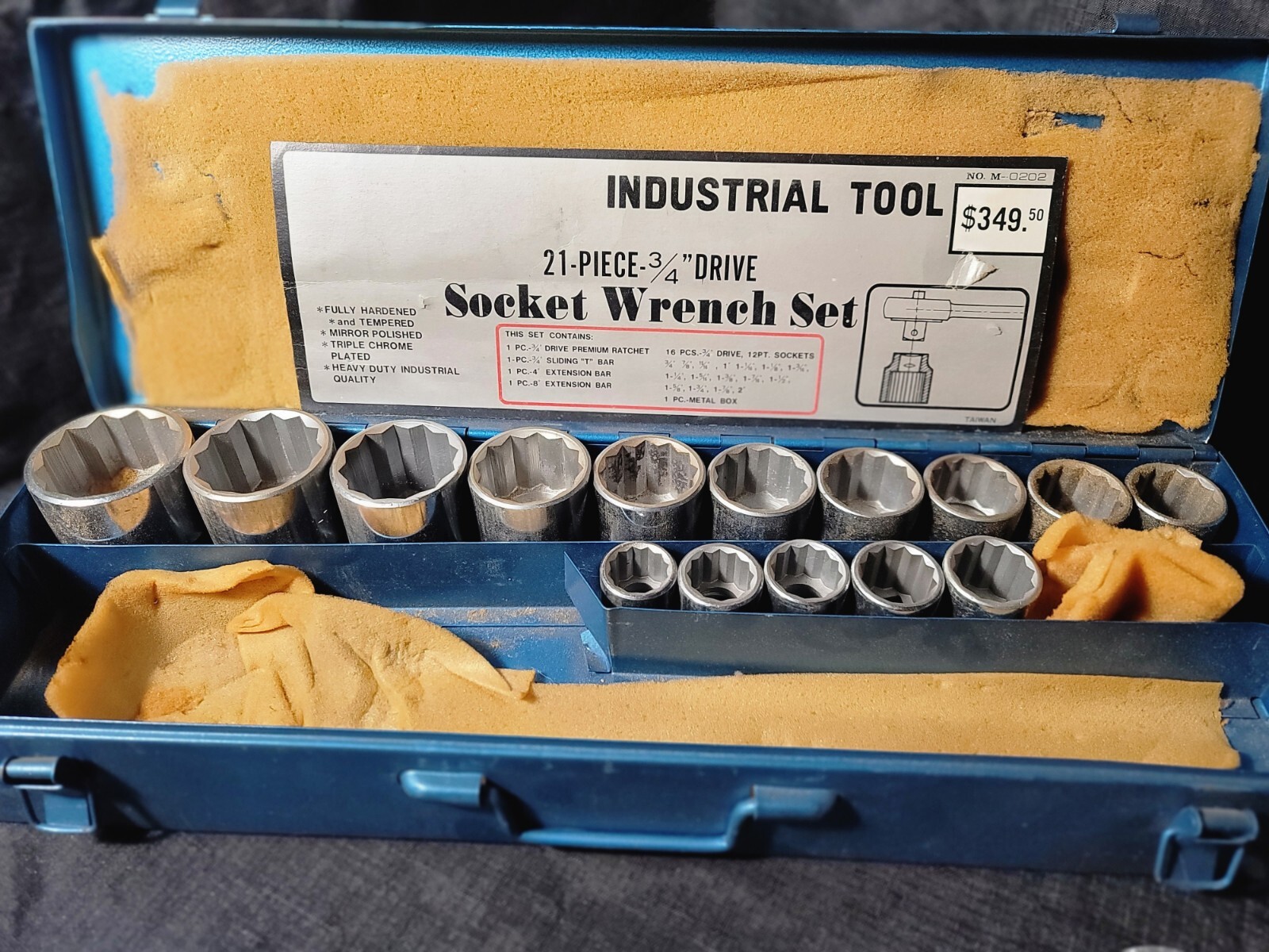 INDUSTRIAL TOOL 3/4" DRIVE 12 PT SOCKET SET EXTENSIONS RATCHET T BAR ...