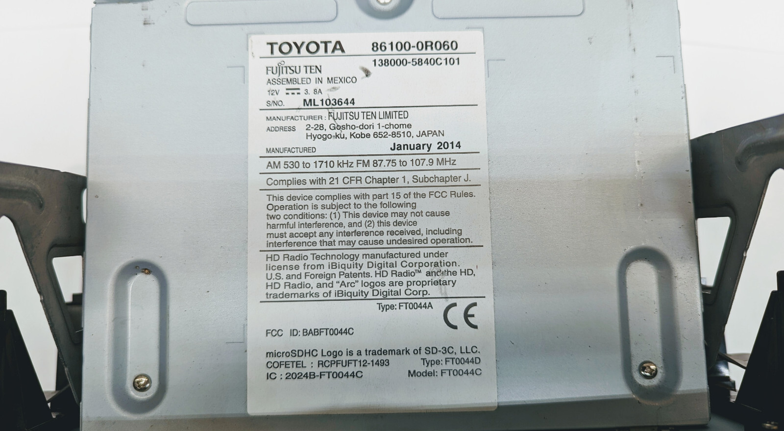 86100-0R060 100319 2014 2015 Toyota Rav4 GPS Navigation HD Radio CD ...