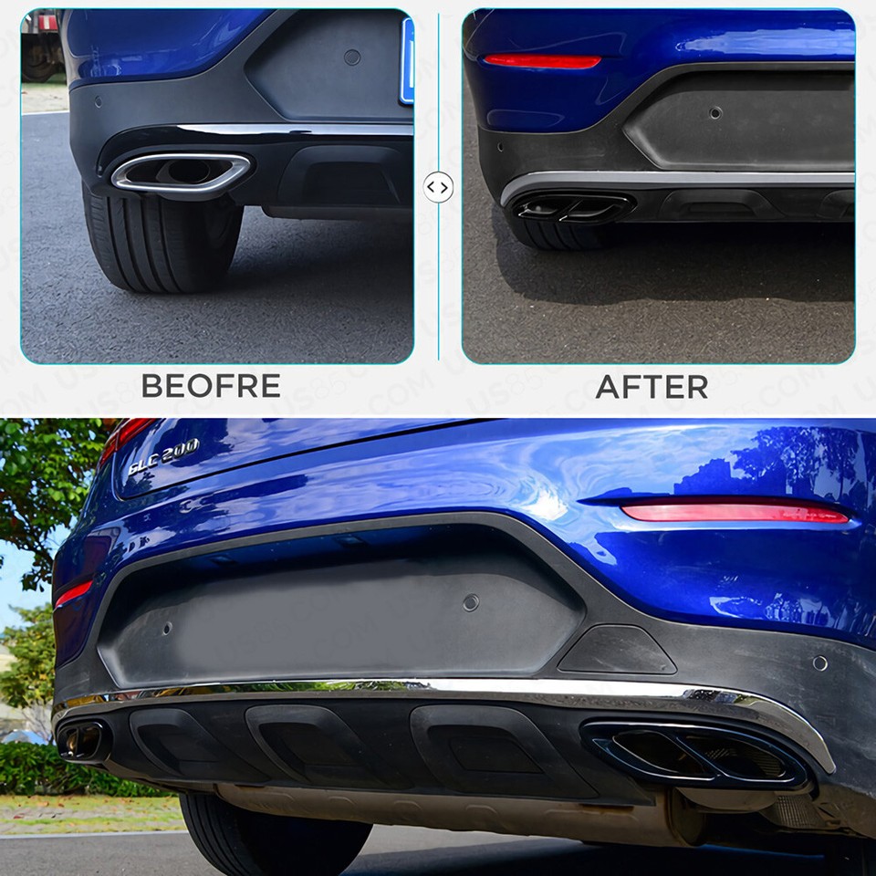AMG Style Quad Exhaust Tips Tailpipe Cover Trim For A C E Class GLC CLA ...