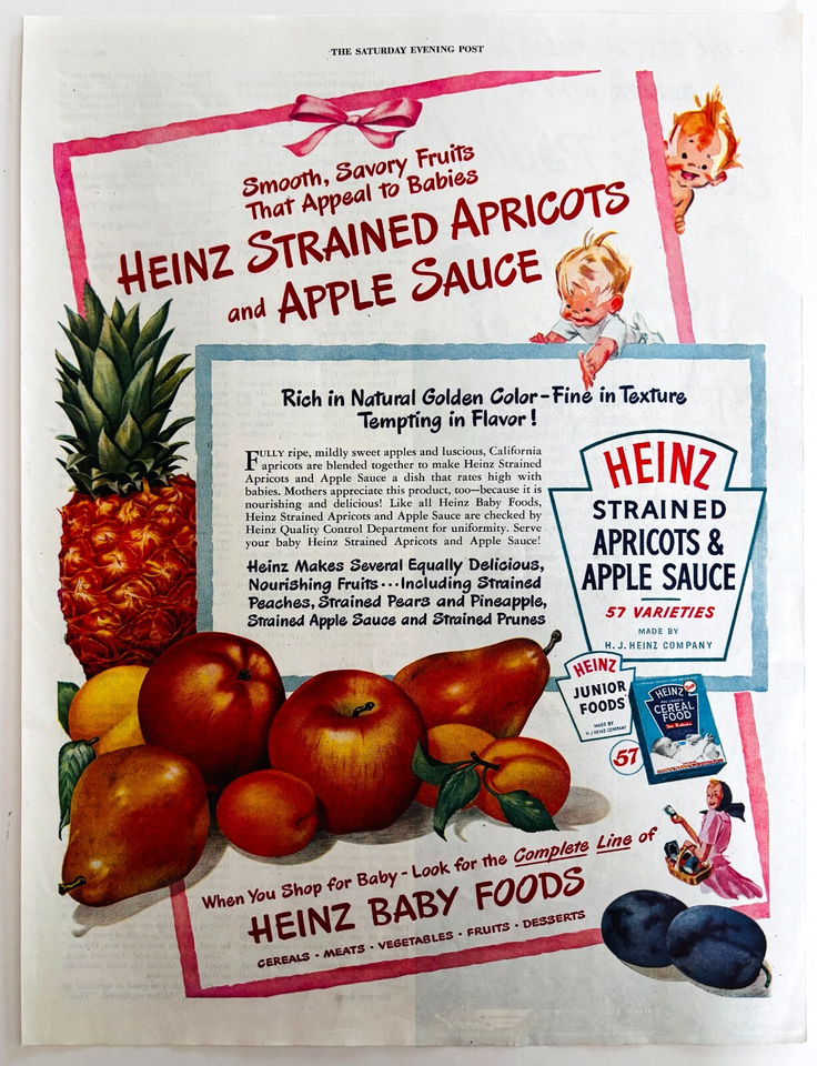 1947 Heinz Baby Food Advertisement Apricots And Apple Sauce Vintage ...