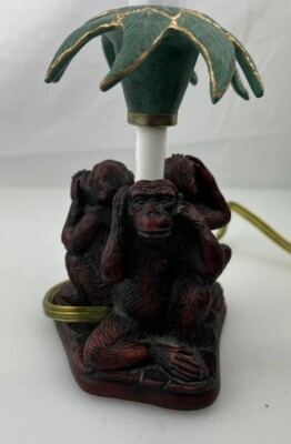 SMALL RESIN THREE WISE/LUCKY MONKEYS TABLE LAMP W/ OUT SHADE | eBay