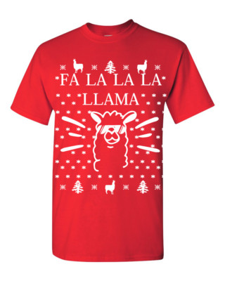 FA LA LA LA LA LLama Ugly Sweater Design Merry Christmas Men's Tee ...