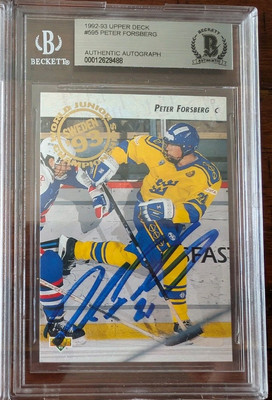 1992-93 Upper Deck Signed PETER FORSBERG Auto BAS Beckett Auth | eBay