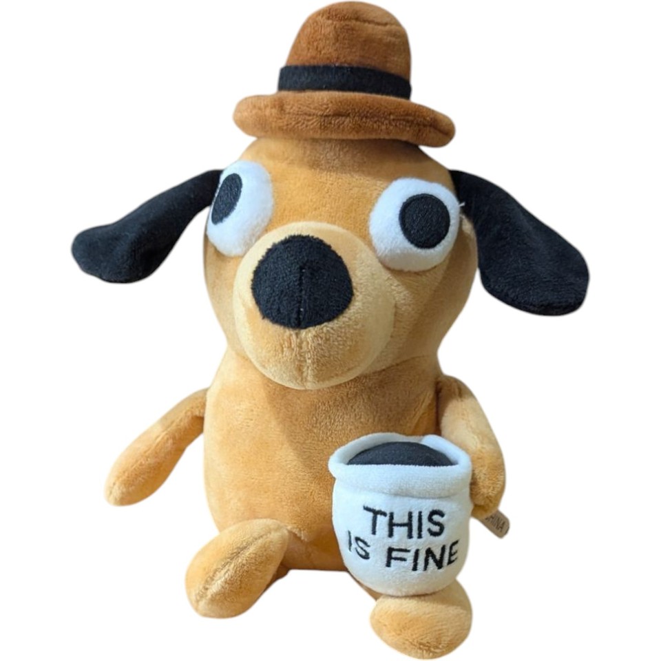 This Is Fine Fire Dog Question Hound Plush Stuffed Animal Stock Market ...