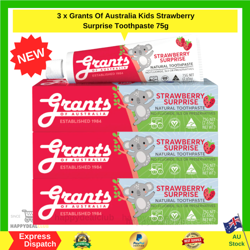 3x Grants Australia Kids Strawberry Surprise Toothpaste 75g: Make ...
