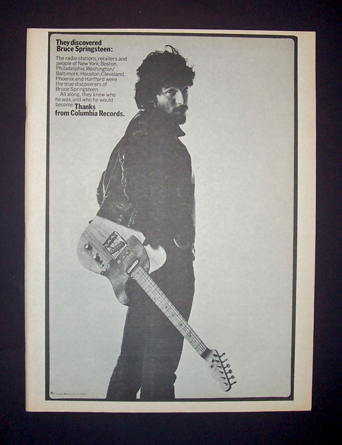 Bruce Springsteen Born To Run Era Columbia Records 1975 Poster Type Ad ...