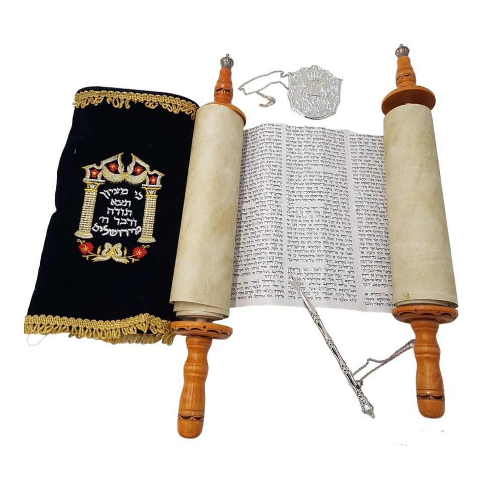 Big Sefer Torah Scroll Book Hebrew Bible + Yad Tora Pointer israel 47cm ...
