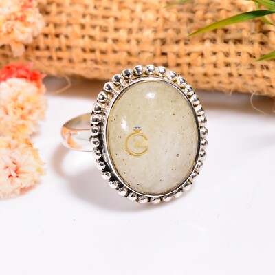 Natural Libyan Desert Glass Gemstone Ring 925 Sterling Silver Statement ...