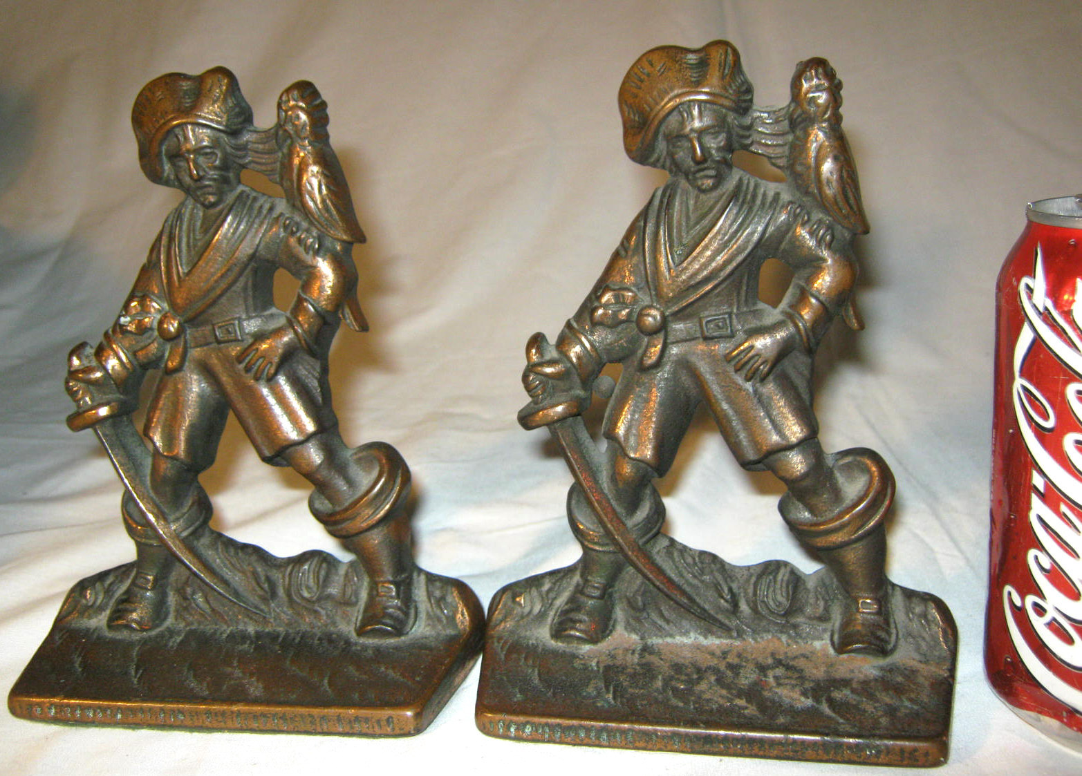 ANTIQUE VERONA CAST IRON SEA SHIP PIRATE SWORD PARROT BIRD ART STATUE ...