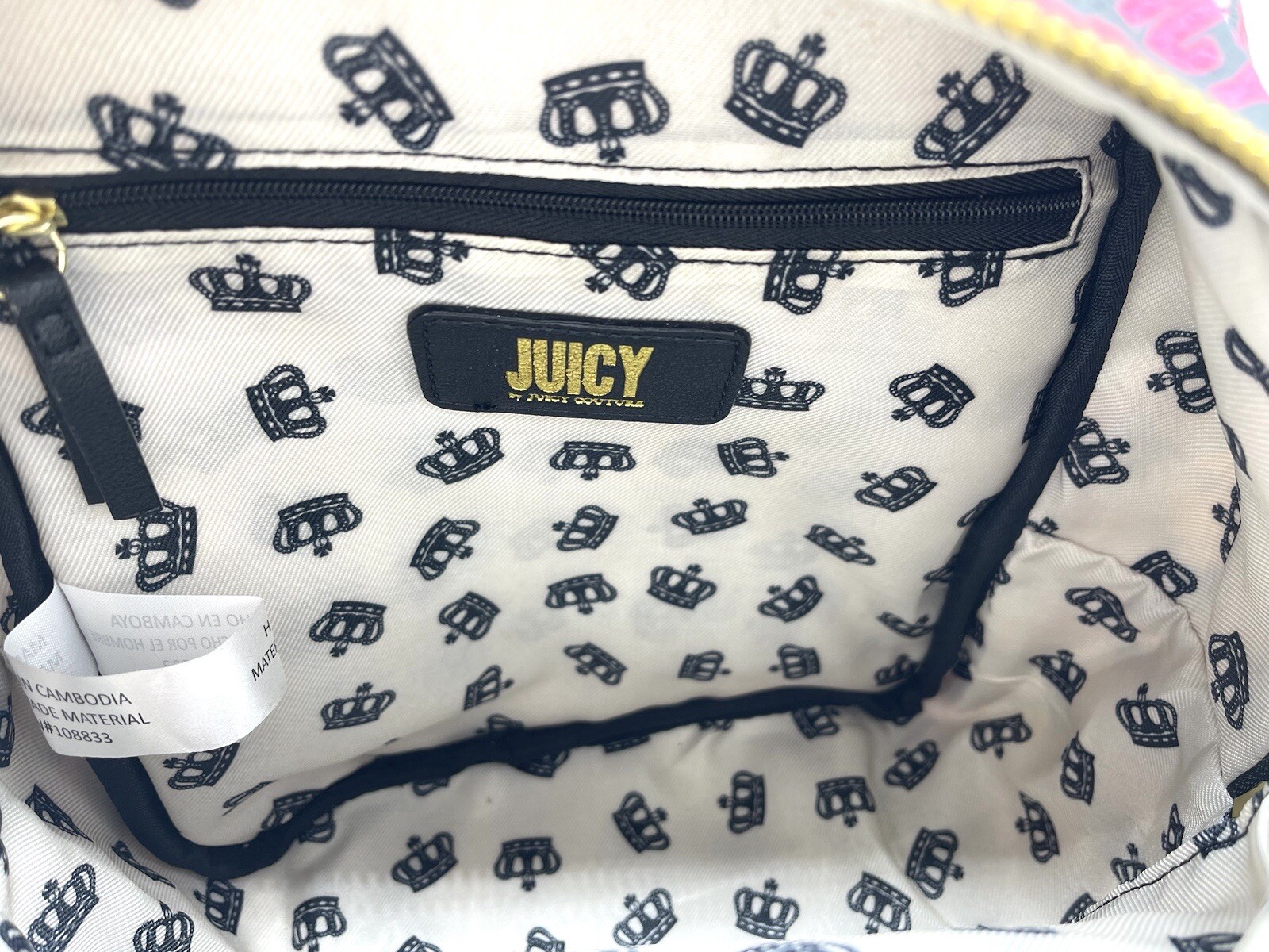 Juicy Couture LOGO Backpack Purple Pink Green Black Shoulder Bag Purse ...
