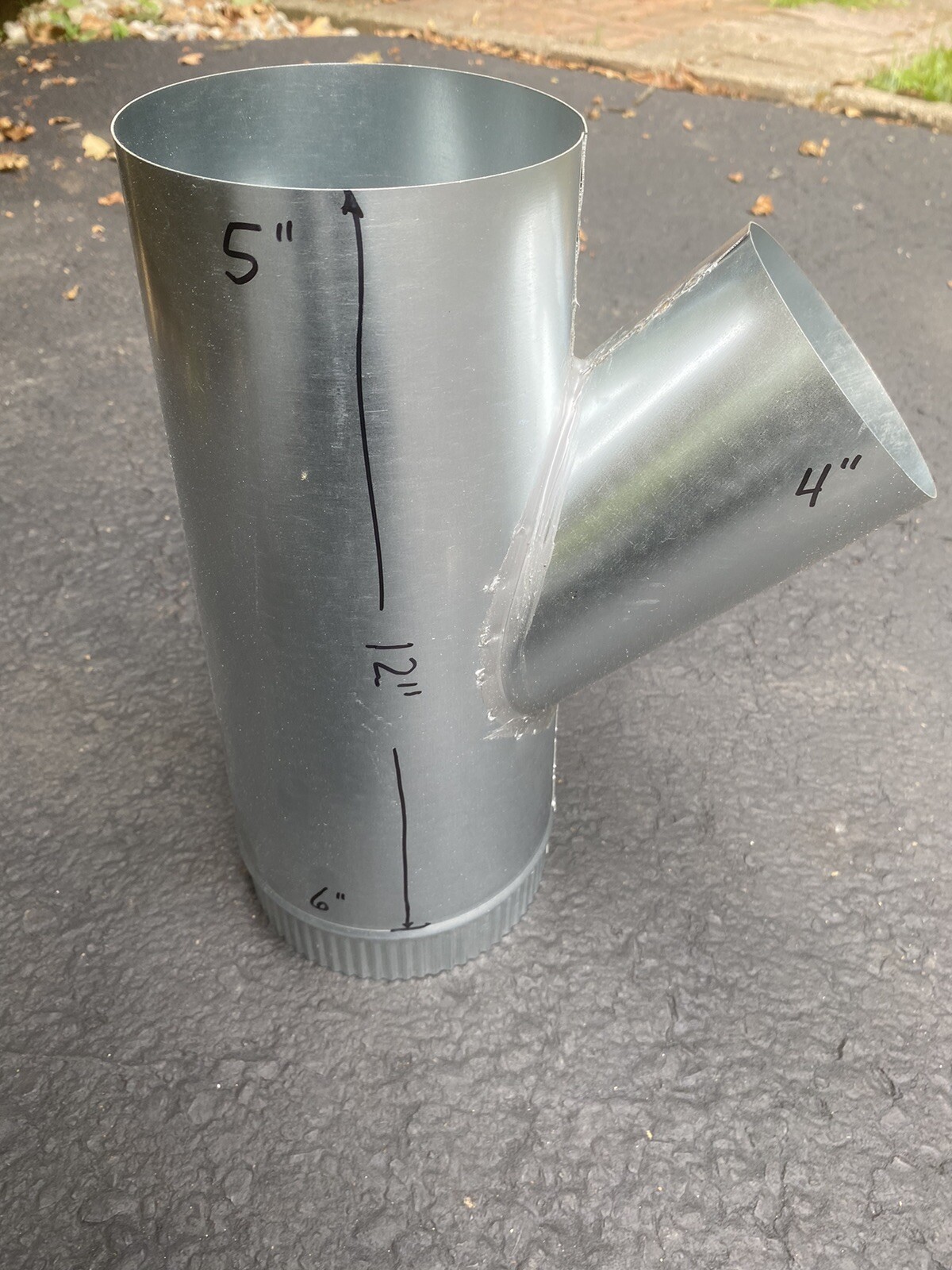 6” x 5” x 4” 45 Degree Wye Joint Steel Vent Pipe | eBay