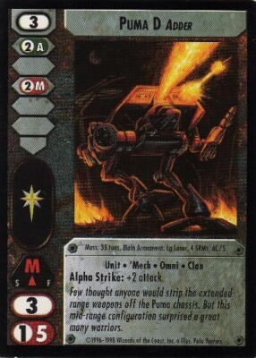 Battletech CCG: Puma D (Adder) [Ungraded] from set Commander's Edition ...